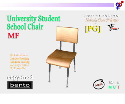 Second Life Marketplace - [PG] A+ University School Student Chair - MF